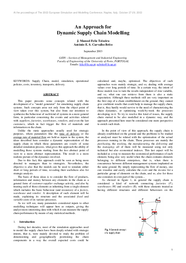 (PDF) An Approach for Dynamic Supply Chain Modelling