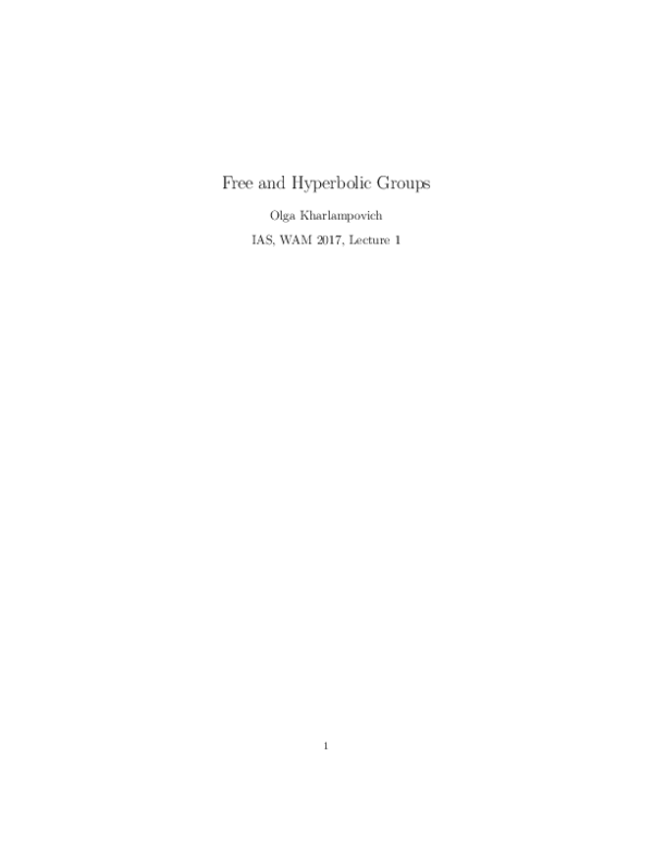 (PDF) Free and Hyperbolic Groups
