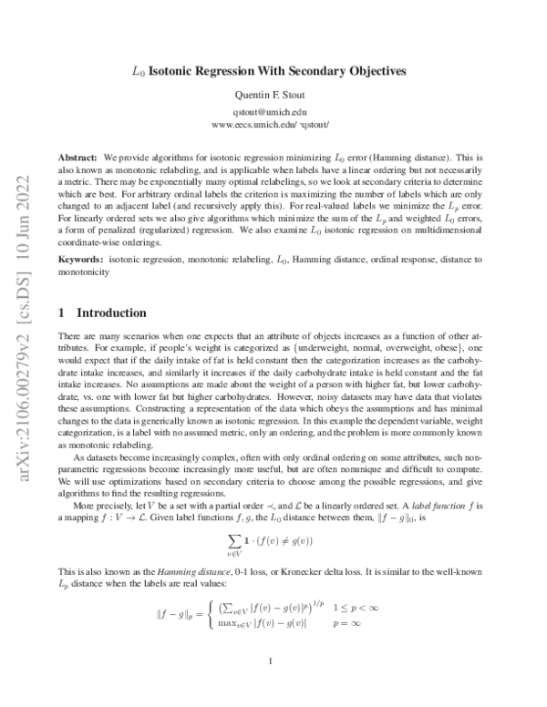 (PDF) $L_0$ Isotonic Regression With Secondary Objectives