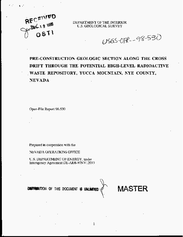(PDF) Pre-construction geologic section along the Cross Drift through ...