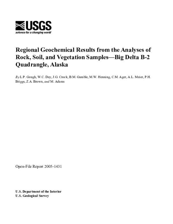 (PDF) Regional geochemical results from the analyses of rock, soil, and ...
