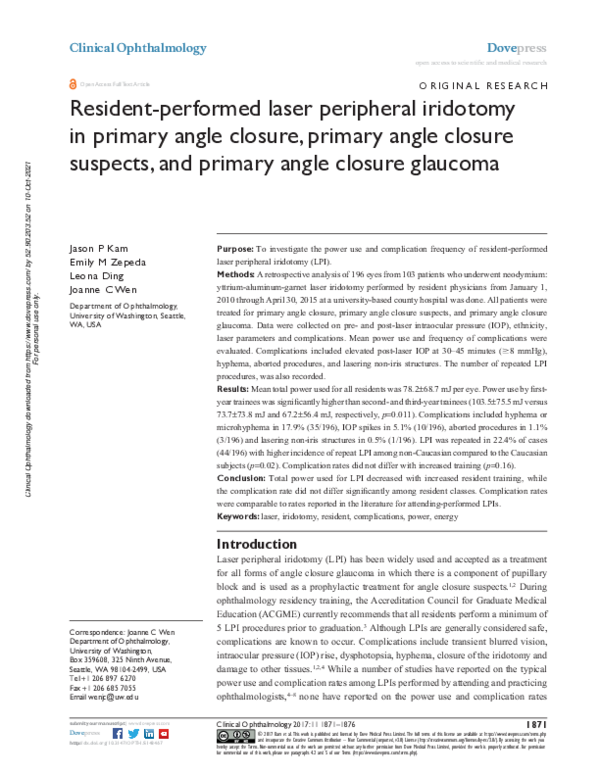 (PDF) Resident-performed laser peripheral iridotomy in primary angle ...