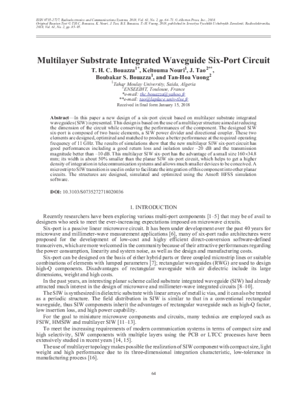 (PDF) Multilayer Substrate Integrated Waveguide Six-Port Circuit