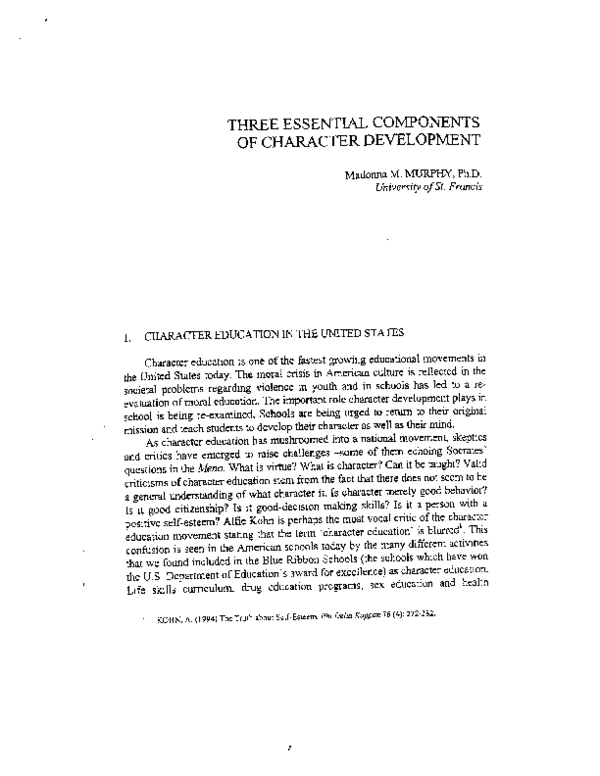 (PDF) Three Essential Components of Character Development