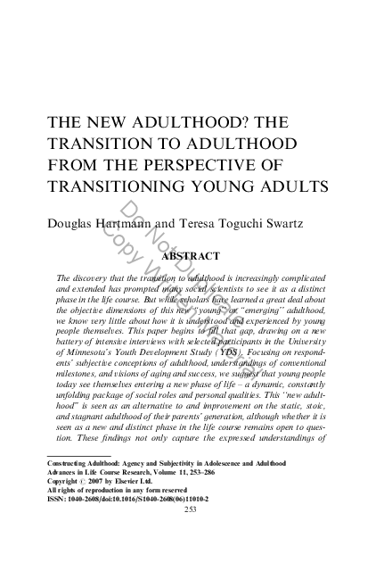 (PDF) The New Adulthood? The Transition to Adulthood from the ...