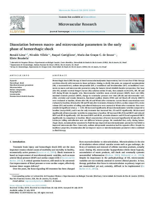 (PDF) Dissociation between macro- and microvascular parameters in the ...