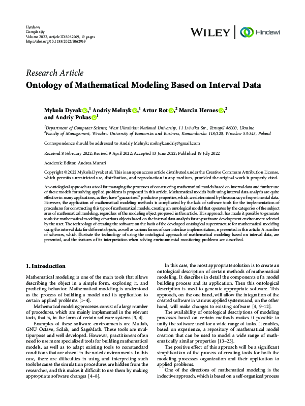 (PDF) Ontology of Mathematical Modeling Based on Interval Data