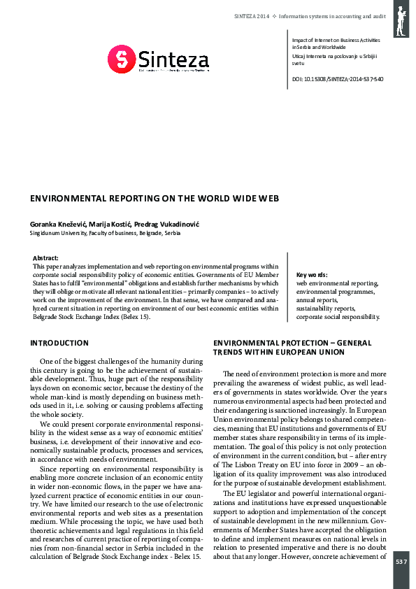 (PDF) Environmental Reporting on the World Wide Web | Predrag Vukadinovic - Academia.edu