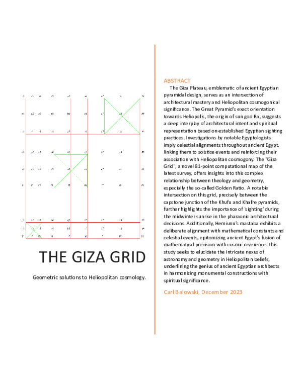 (PDF) THE GIZA GRID - Heliopolitan Archeoastronomy, Cosmogony and Geometry