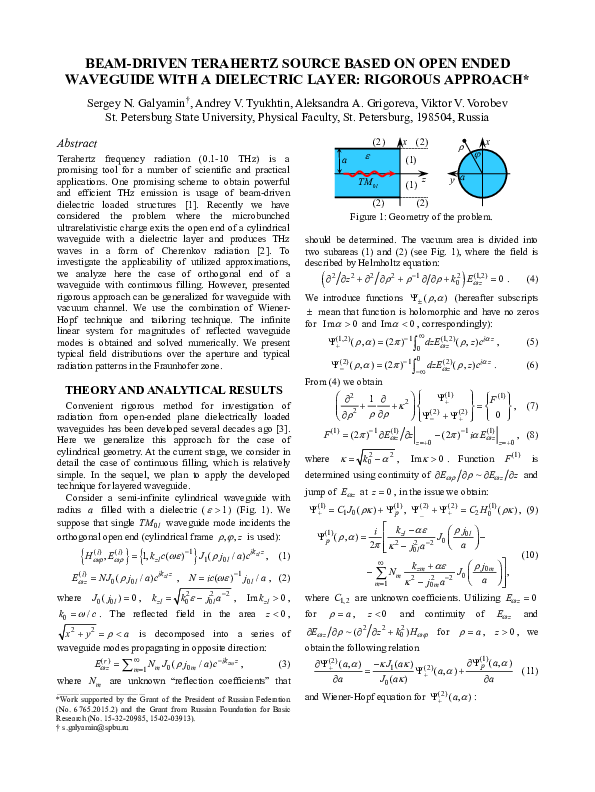 Pdf Beam Driven Terahertz Source Based On Open Ended Waveguide With A Dielectric Layer