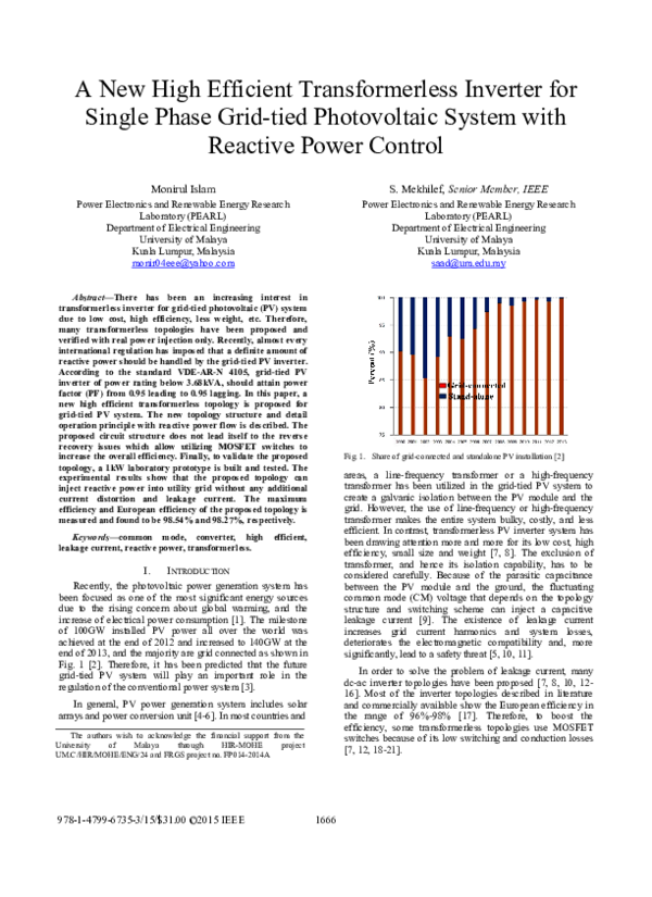 (PDF) A new high efficient transformerless inverter for single phase grid-tied photovoltaic ...