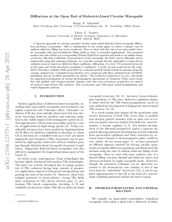 (PDF) Diffraction in Dielectric-Lined Circular Waveguides
