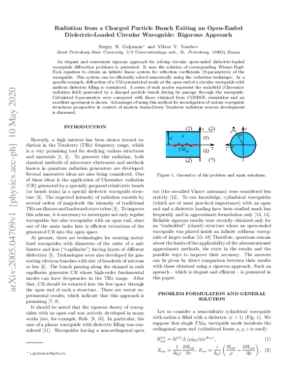 (PDF) Radiation from a Charged Particle Bunch Exiting an Open-Ended ...