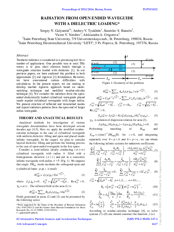 (PDF) Radiation from open ended waveguide with dielectric loading