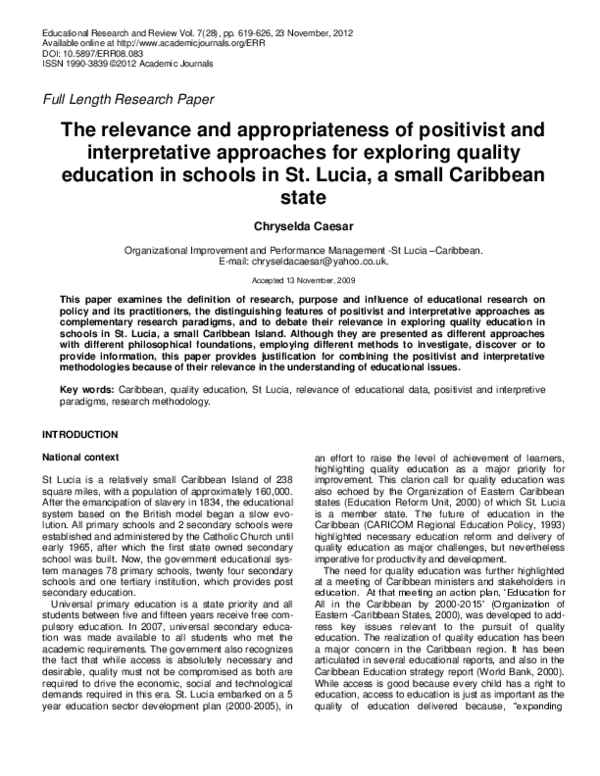 (PDF) The relevance and appropriateness of positivist and ...