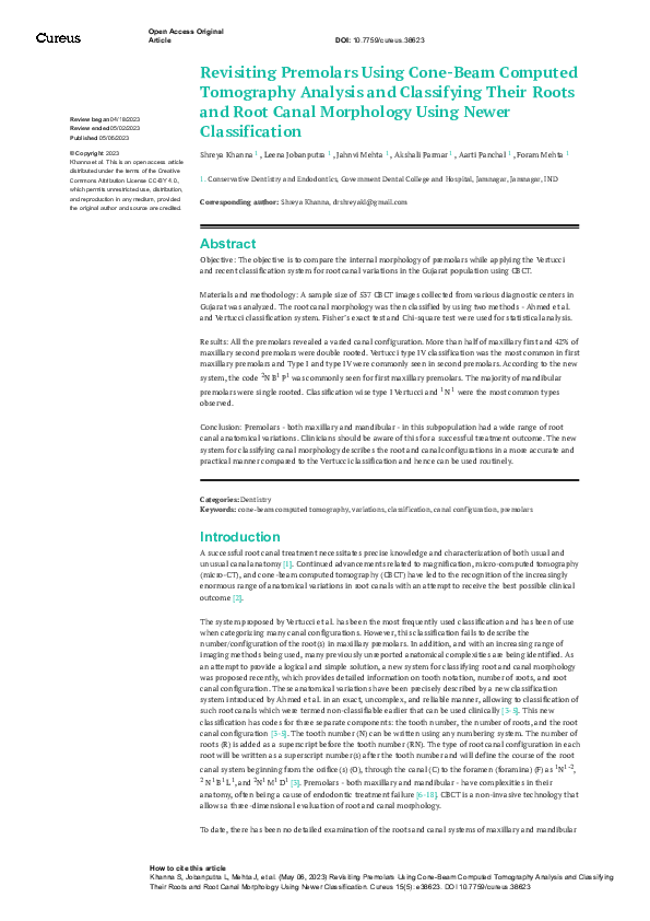 (PDF) Revisiting Premolars Using Cone-Beam Computed Tomography Analysis ...