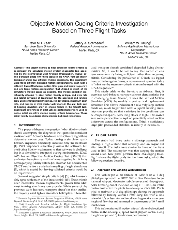 (PDF) Objective motion cueing criteria investigation based on three ...
