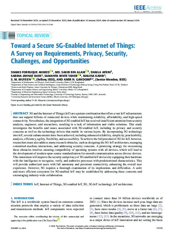 (PDF) Toward a Secure 5G-Enabled Internet of Things: A Survey on Requirements, Privacy, Security ...