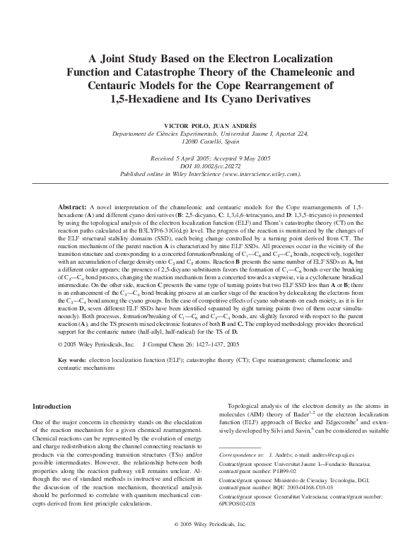 (PDF) Electron Localization in Cope Rearrangement Models