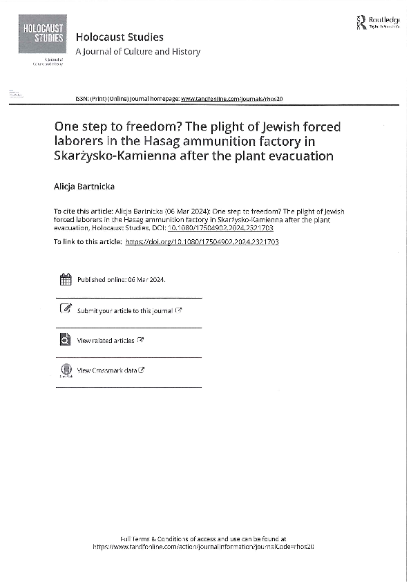 (PDF) One step to freedom? The plight of Jewish forced laborers in the ...