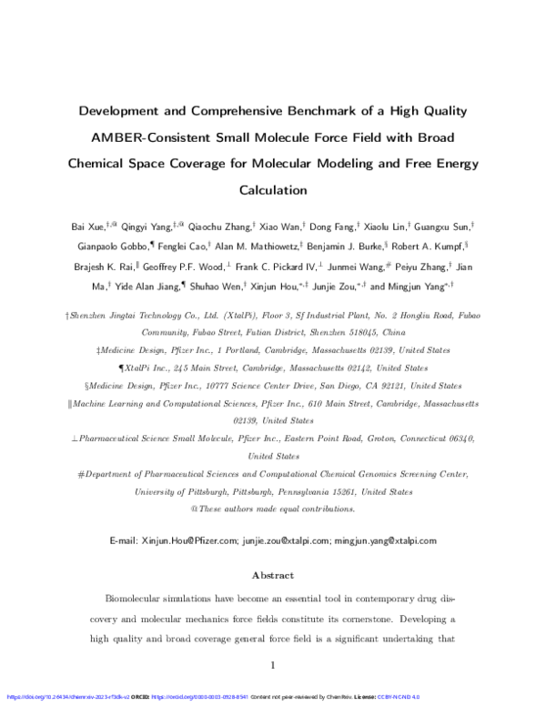 (PDF) Development and Comprehensive Benchmark of a High Quality AMBER ...
