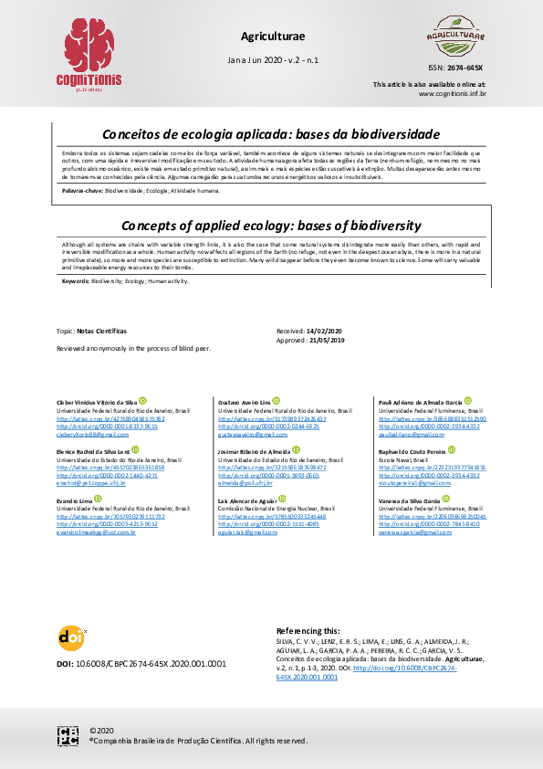 (PDF) Conceitos de ecologia aplicada: bases da biodiversidade