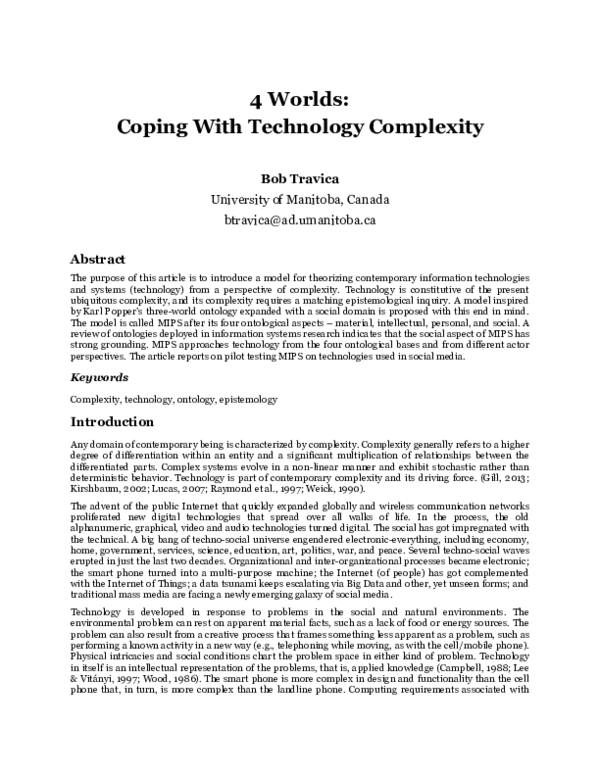 (PDF) 4 Worlds: Coping With Technology Complexity