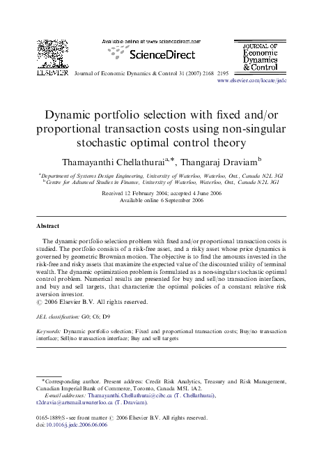 (PDF) Dynamic portfolio selection with fixed and/or proportional transaction costs using non ...