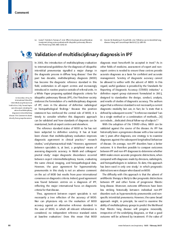 (PDF) Validation of multidisciplinary diagnosis in IPF