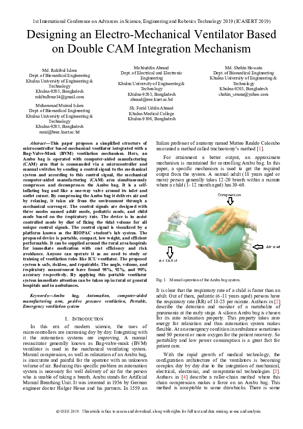 (PDF) Designing an Electro-Mechanical Ventilator Based on Double CAM ...