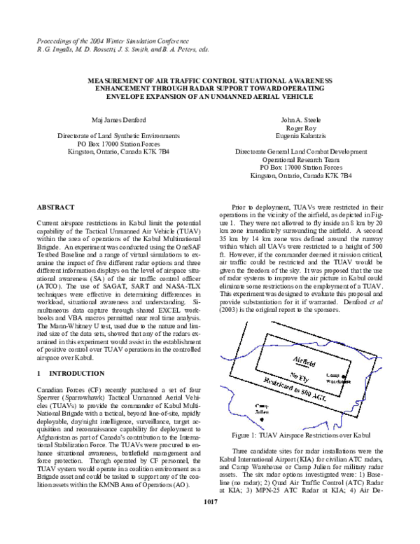 (PDF) Measurement of Air Traffic Control Situational Awareness ...