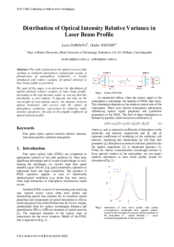 (PDF) Distribution of optical intensity relative variance in laser beam ...