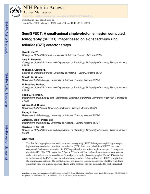 (PDF) SemiSPECT: A small-animal single-photon emission computed ...