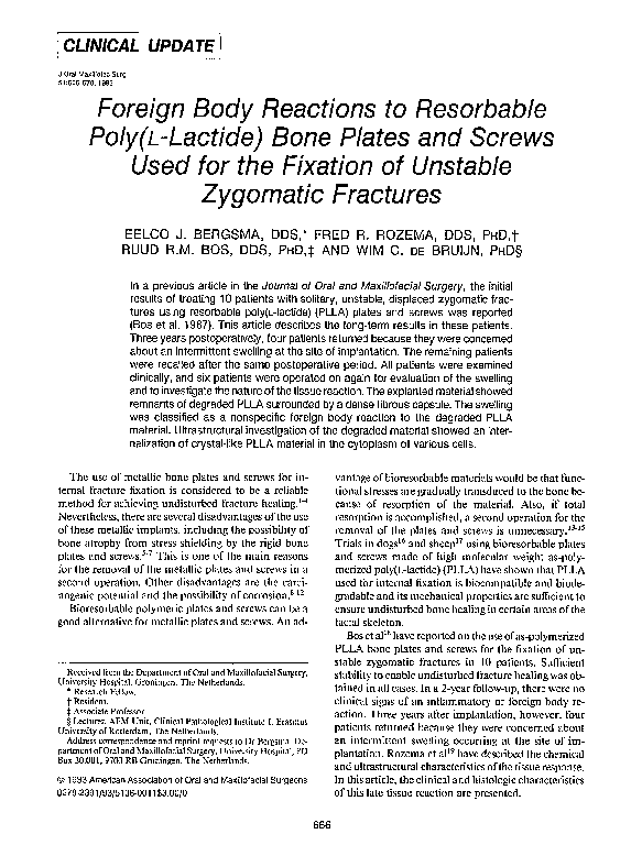(PDF) Foreign body reactions to resorbable poly(l-lactide) bone plates ...