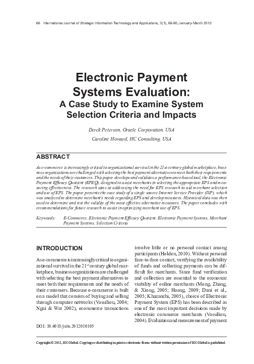 (PDF) Electronic Payment Systems Evaluation