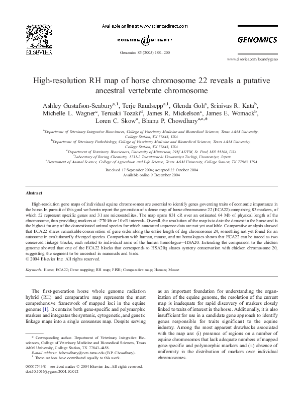 (PDF) High-resolution RH map of horse chromosome 22 reveals a putative ...
