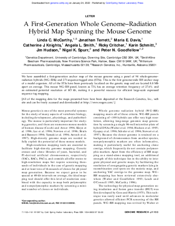 (PDF) The First-Generation Whole-Genome Radiation Hybrid Map in the ...