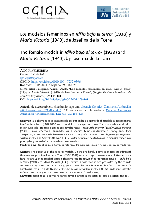 (PDF) Los modelos femeninos en "Idilio bajo el terror" (1938) y "María Victoria" (1940), de ...