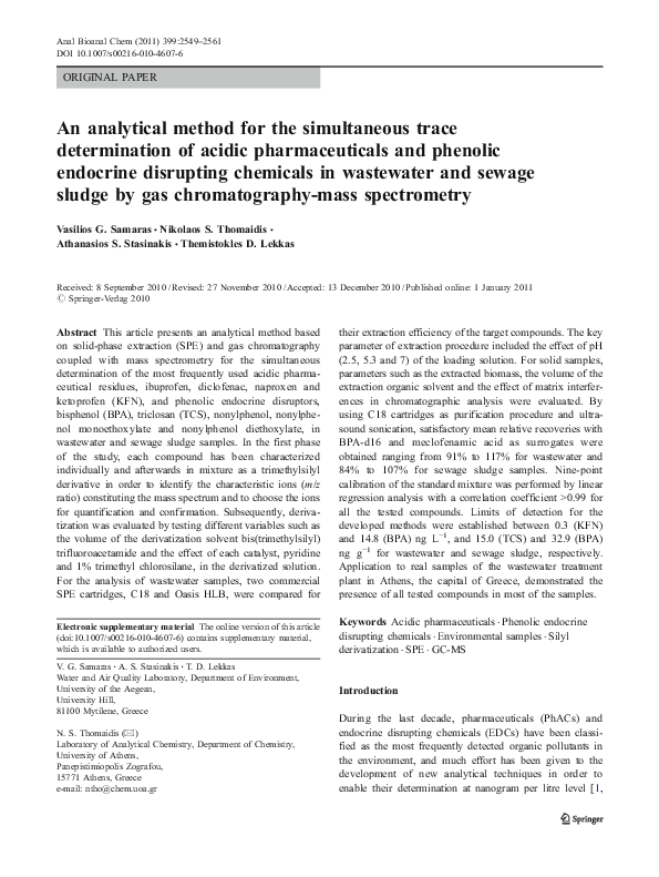 (PDF) An analytical method for the simultaneous trace determination of acidic pharmaceuticals ...