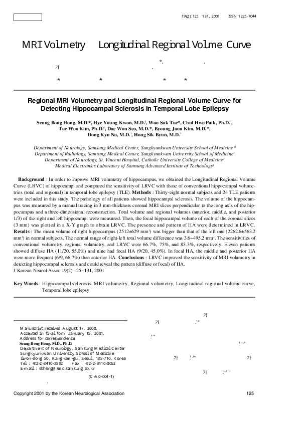 (PDF) Regional MRI volumetry and longitudinal regional volume curve for ...