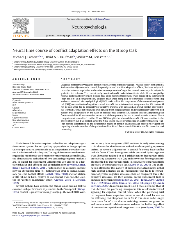 (PDF) Neural time course of conflict adaptation effects on the Stroop task