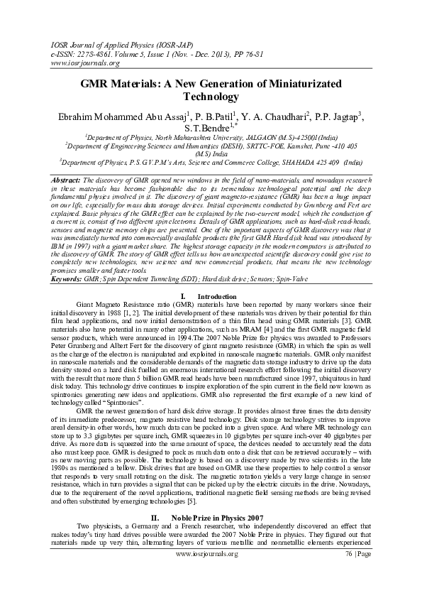 (PDF) GMR Materials: A New Generation of Miniaturizated Technology
