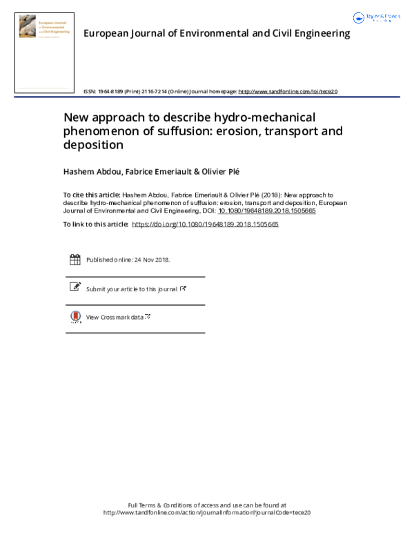 (PDF) New approach to describe hydro-mechanical phenomenon of suffusion ...