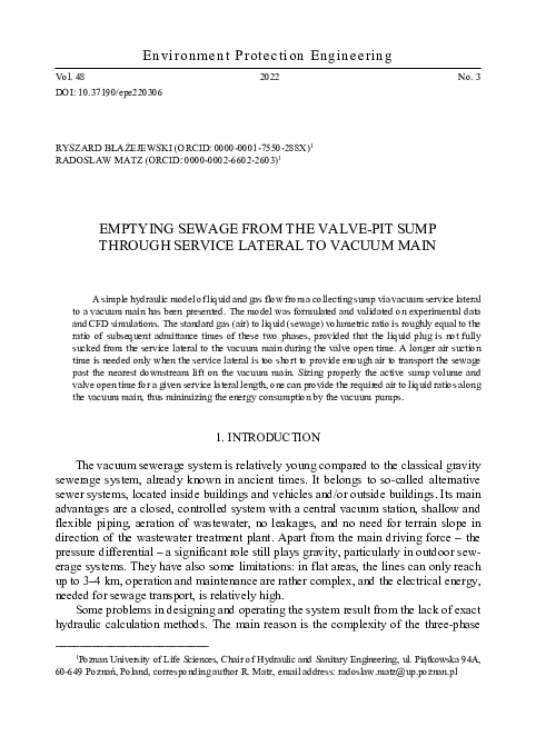 (PDF) Emptying sewage from the valve-pit sump through service lateral ...