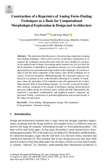 (PDF) Construction of a Repertoire of Analog Form-Finding Techniques as a Basis for ...