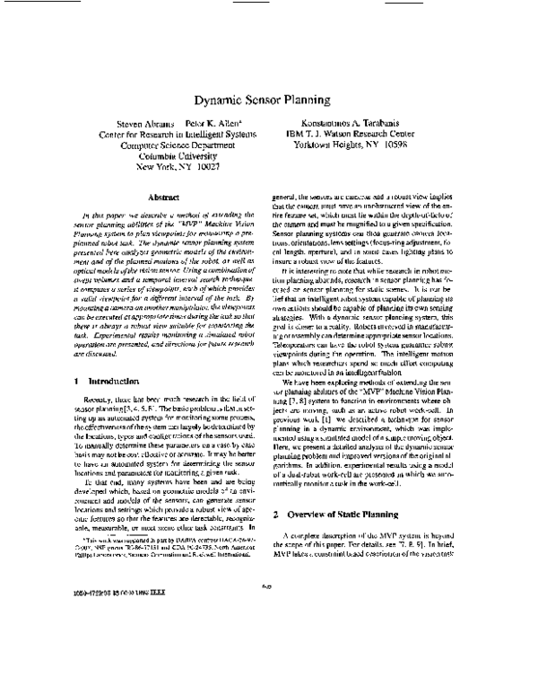 (PDF) Dynamic sensor planning