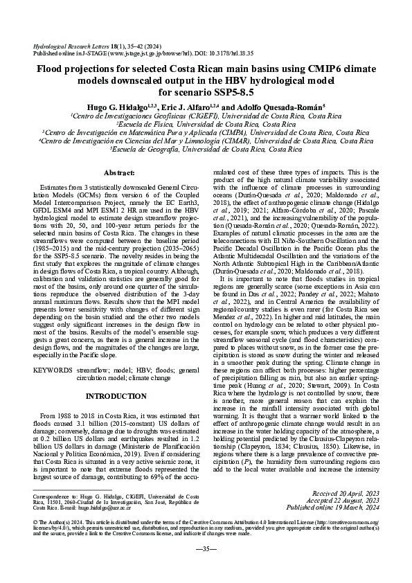 (PDF) Flood projections for selected Costa Rican main basins using ...
