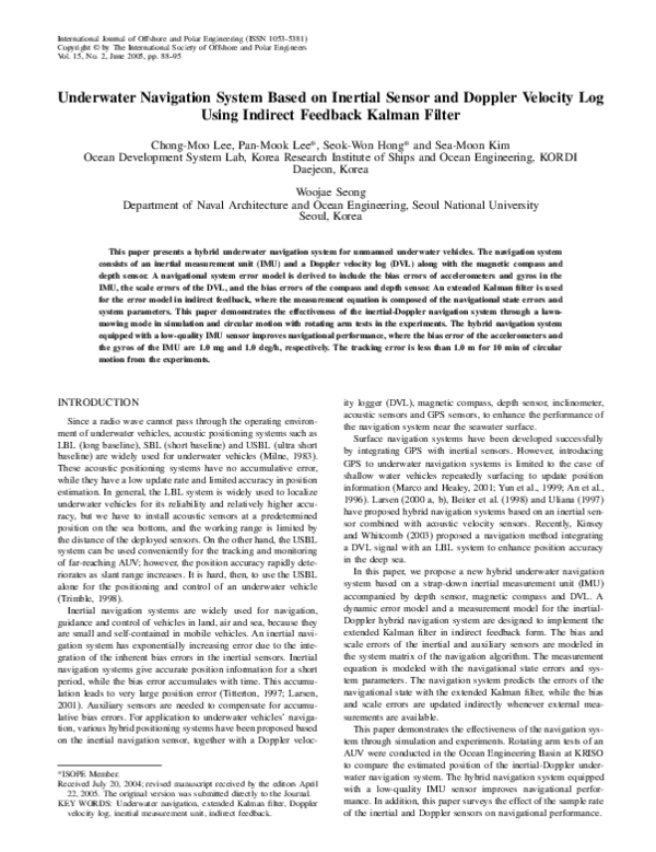 (PDF) Underwater Navigation System Based On Inertial Sensor And Doppler Velocity Log Using ...