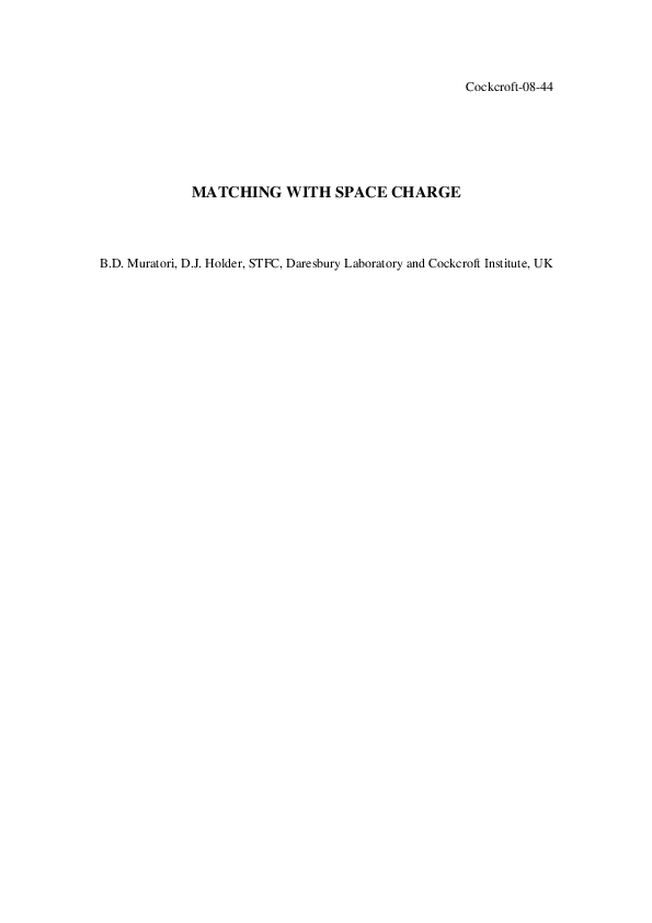 Matching with Space Charge