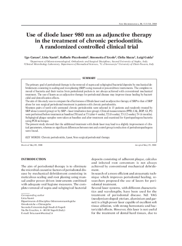 (PDF) Use of diode laser 980 nm as adjunctive therapy in the treatment ...